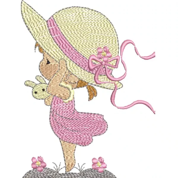 Cute Girl With Big Cap Embroidery Design | Stitch Digitizer